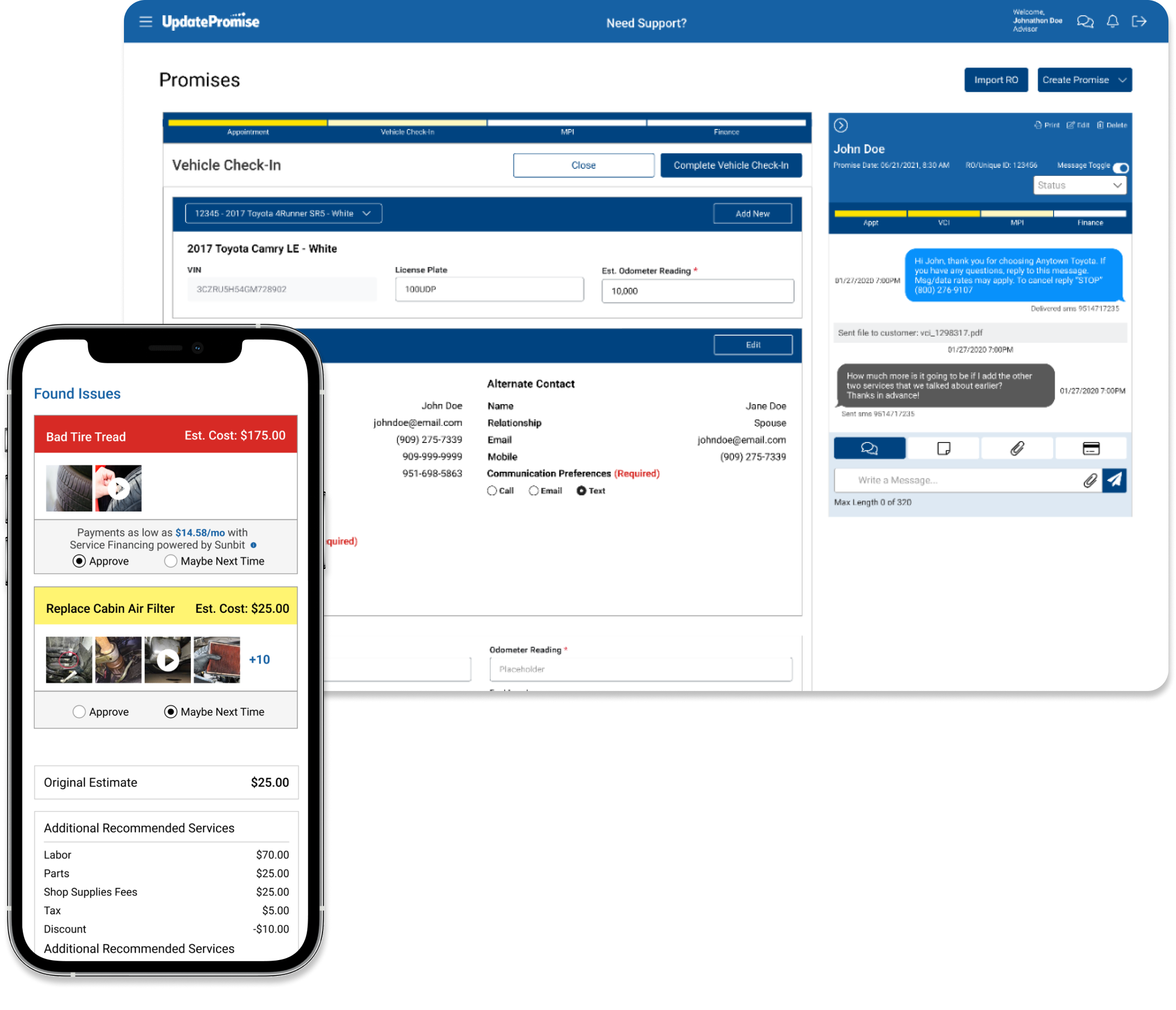 Dealer Service Communication Features | UpdatePromise